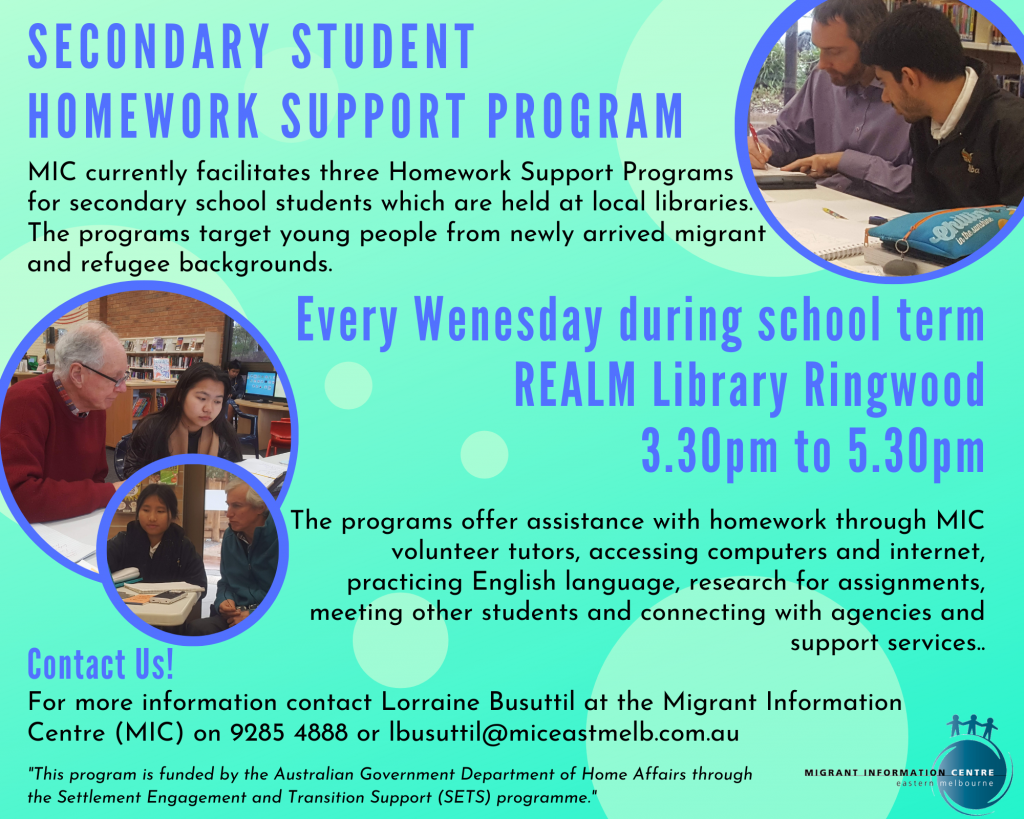 Homework Support Program - Secondary Students | Migrant Information Centre