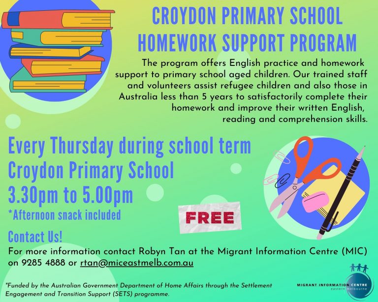 Homework Support Program – Croydon PS | Migrant Information Centre